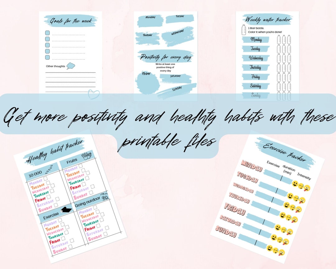 Printable Positivity and Healthy Habits Tracker - Etsy