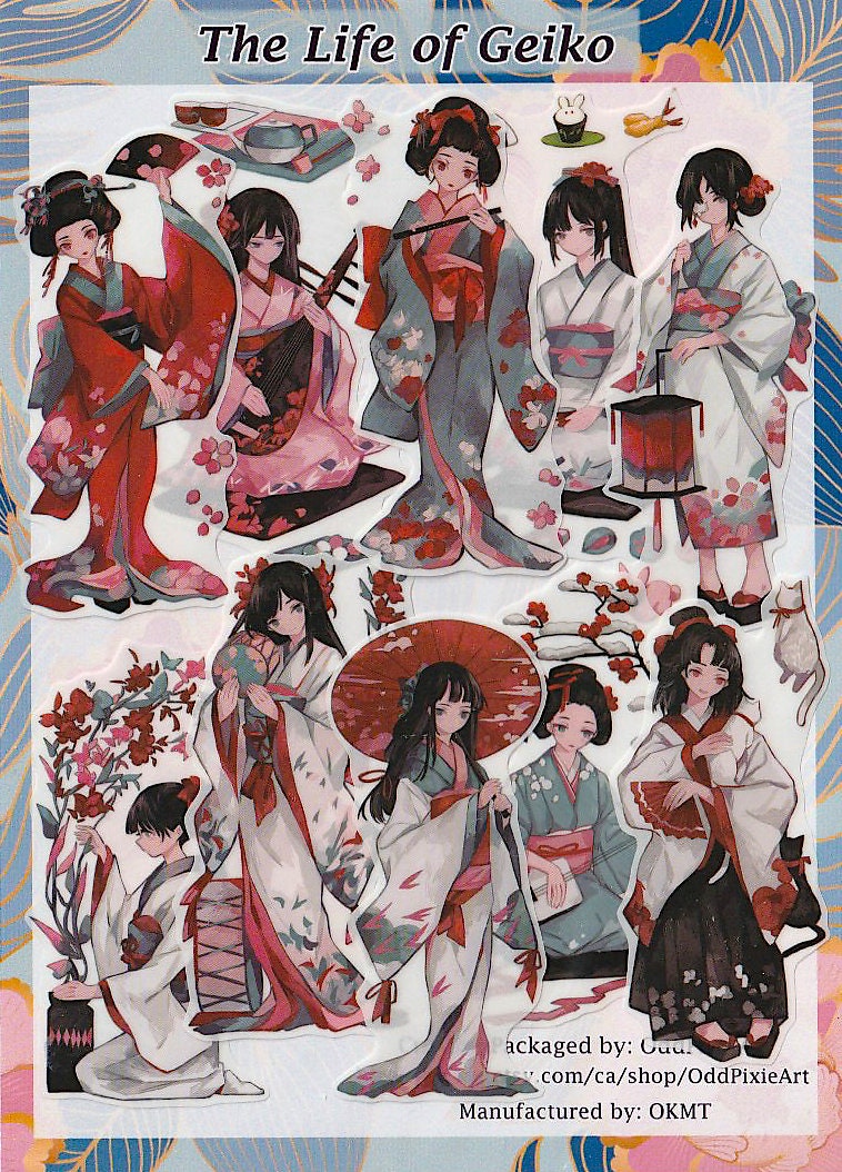 Kimono Ladies Stickers Crystal Clear Die-cut DIY Decal Deco Scrapbook ...