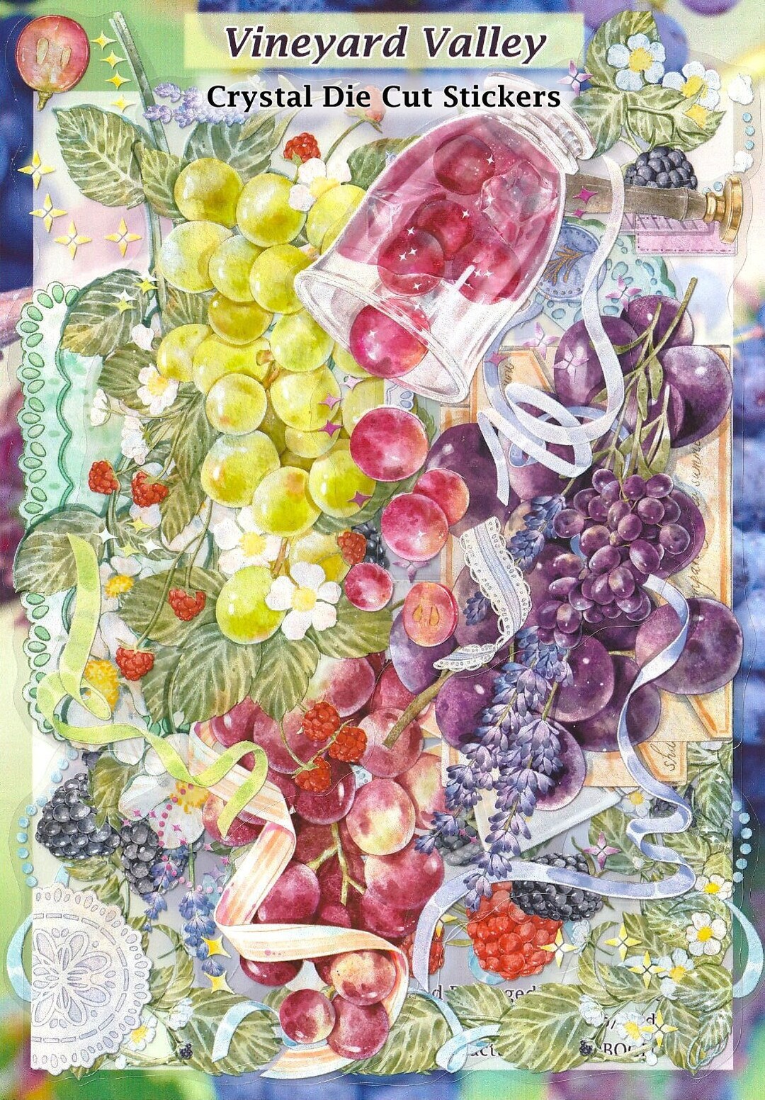 Grapes Wine & Vines Stickers Crystal Clear Die-cut DIY Decal Deco ...
