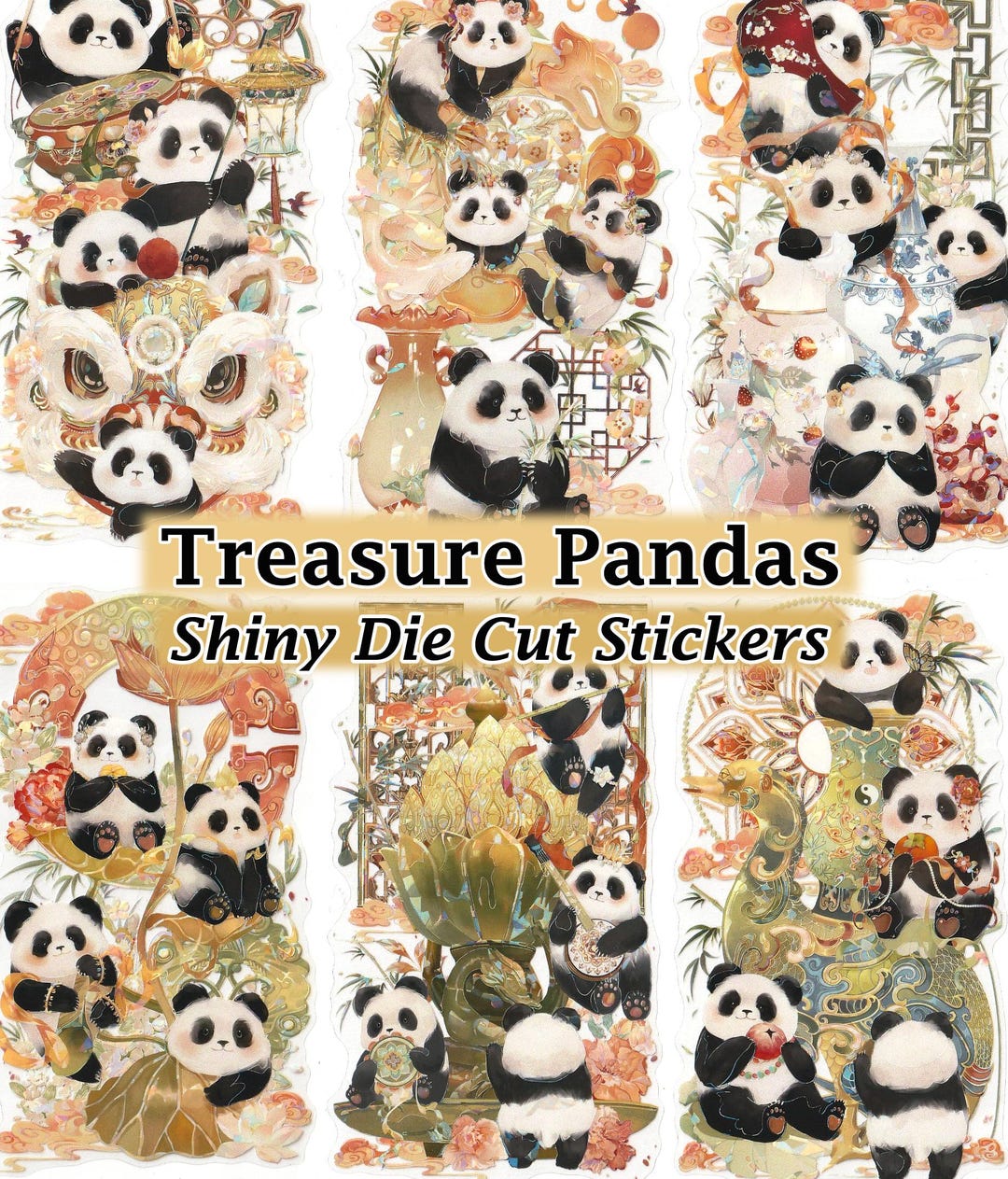 Treasure Panda Stickers Holographic Clear Die-cut DIY Decal Deco ...