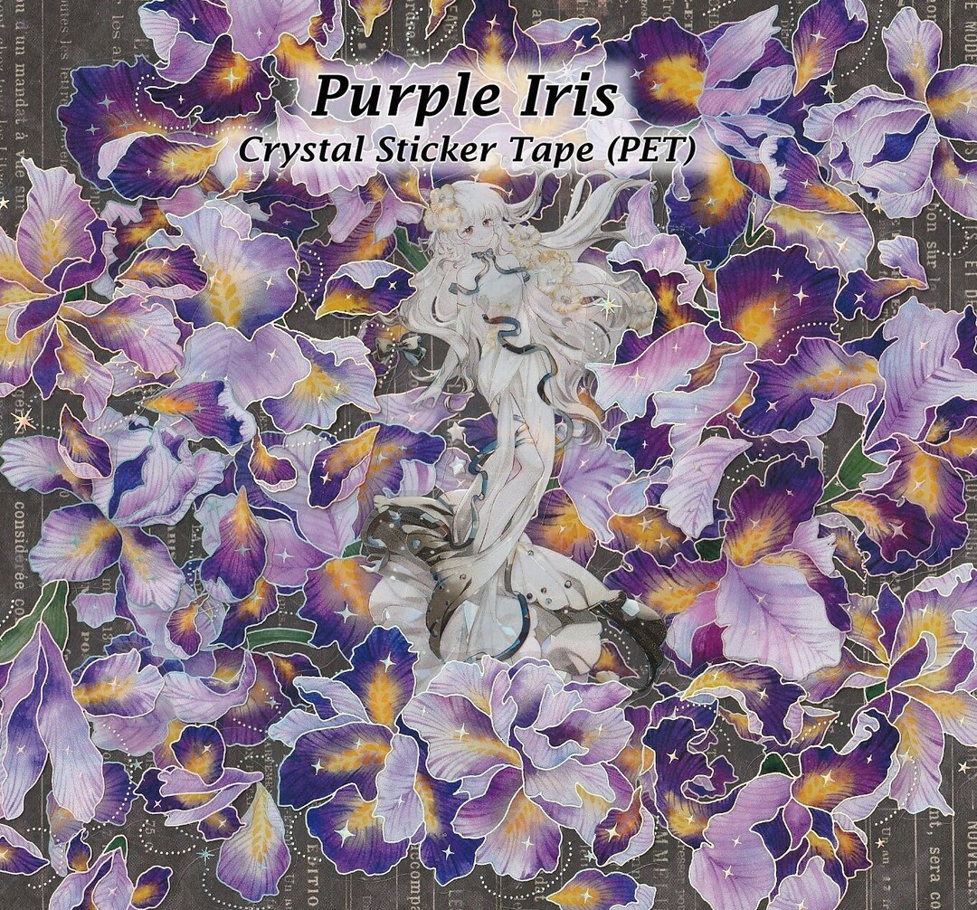 Purple Iris Stickers Crystal Clear Silver Detail DIY Decal Deco ...