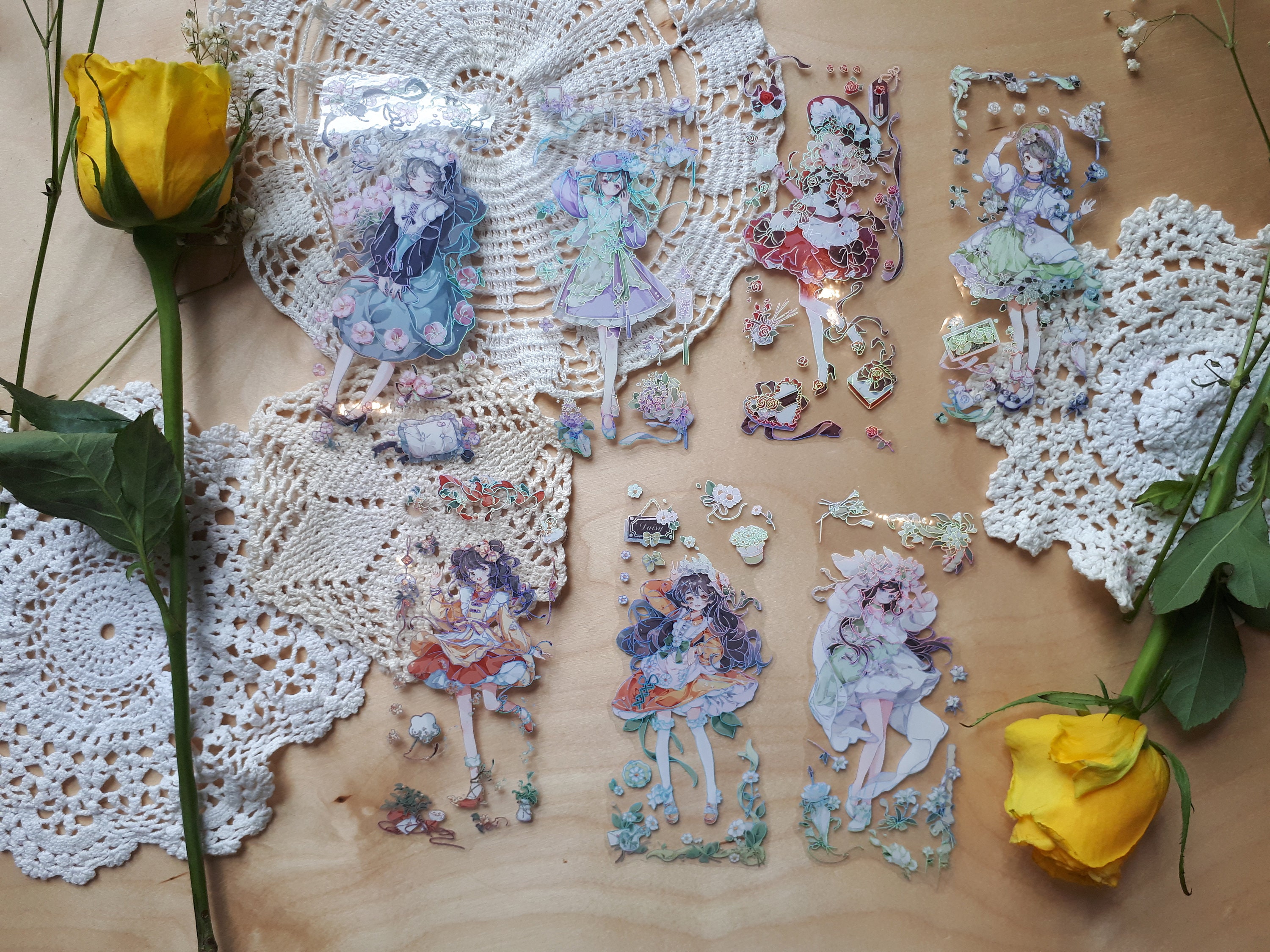 Birds and Flora Stickers Clear Die-cut Gold Detail DIY Decal - Etsy