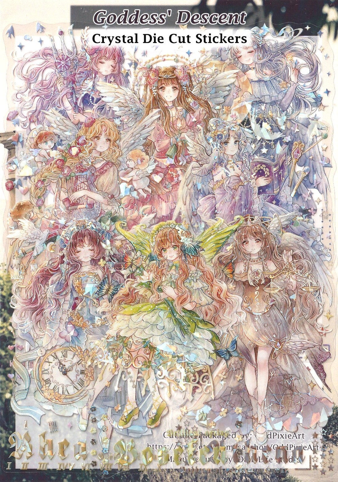 Cute Goddess Stickers Crystal Clear Die-cut Holographic DIY Decal Deco ...