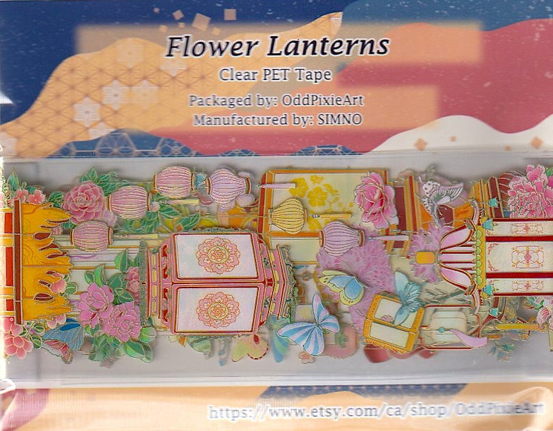 Flower Fans Sticker Tape PET Gold Detail DIY Decal Deco Scrapbook ...