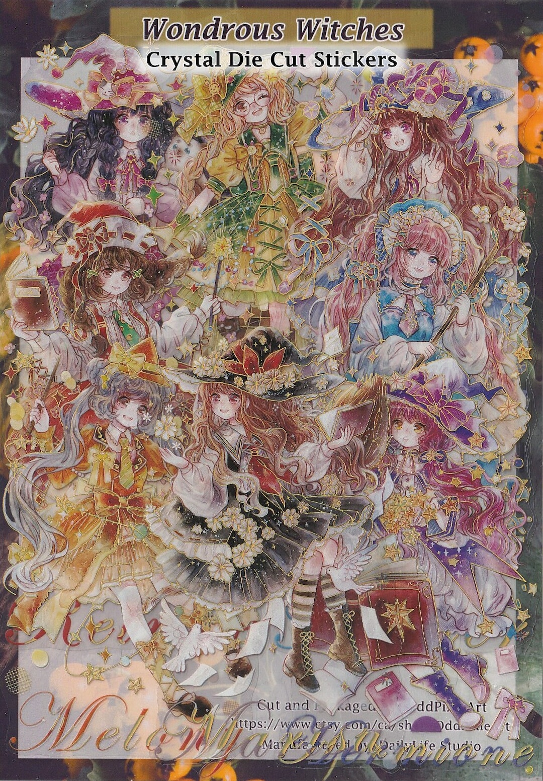 Cute Witch Stickers Crystal Clear Die-cut Holographic DIY Decal Deco ...