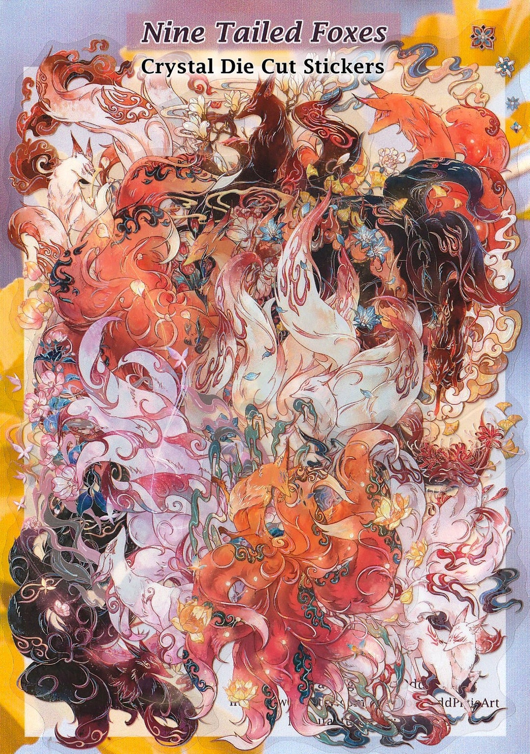 9 Tailed Fox Kitsune Stickers Iridescent Clear Die-cut DIY Decal Deco ...