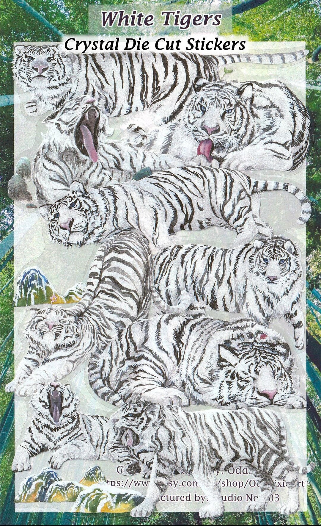 Lazy White Tiger Stickers Die Cut Stickers Crystal Clear DIY Decal Deco ...
