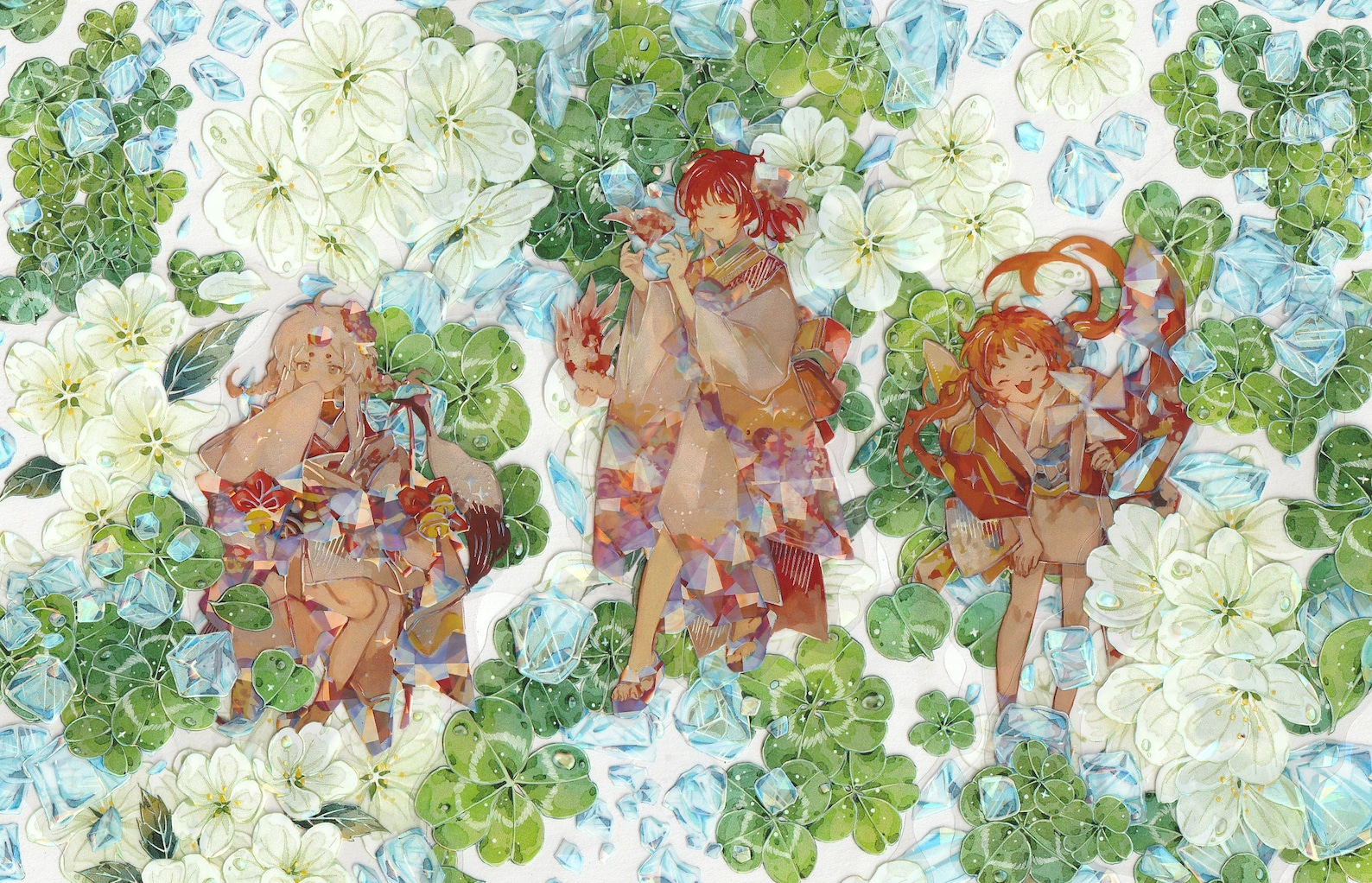 Kimono Girls Stickers Iridescent Clear Die-cut DIY Decal Deco Scrapbook ...