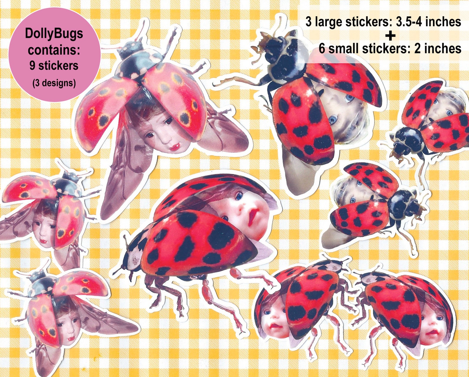 Surreal Vinyl Stickers (horror, Weird, Dollybugs) Ladybug Animal ...