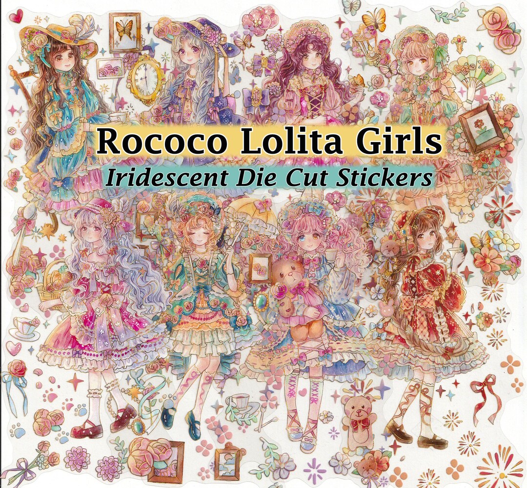Rococo Lolita Girls Stickers Crystal Clear Die-cut Holographic DIY Deco ...