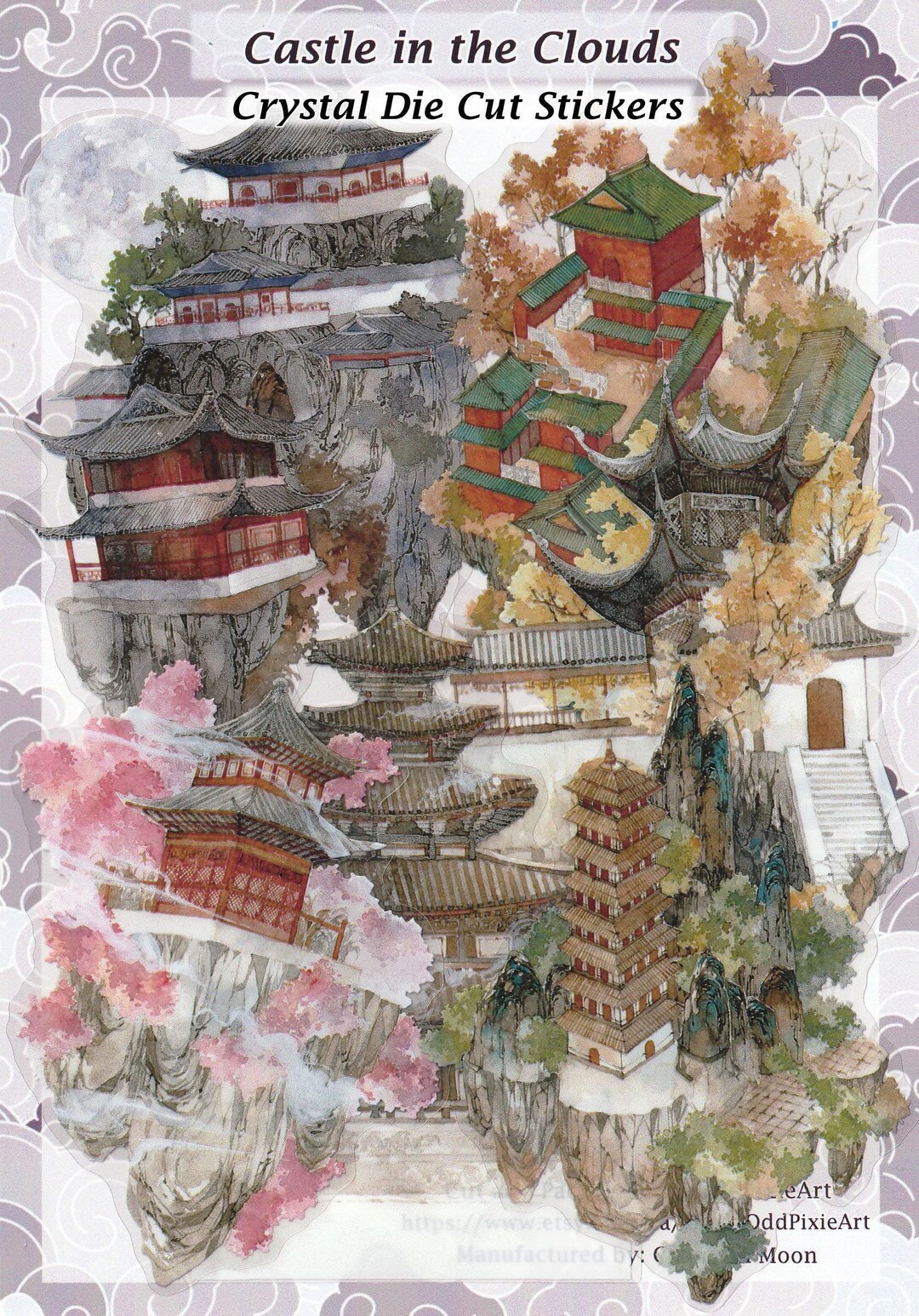 Floating Castle Stickers Clear Die-cut DIY Decal Deco Scrapbook Journal ...