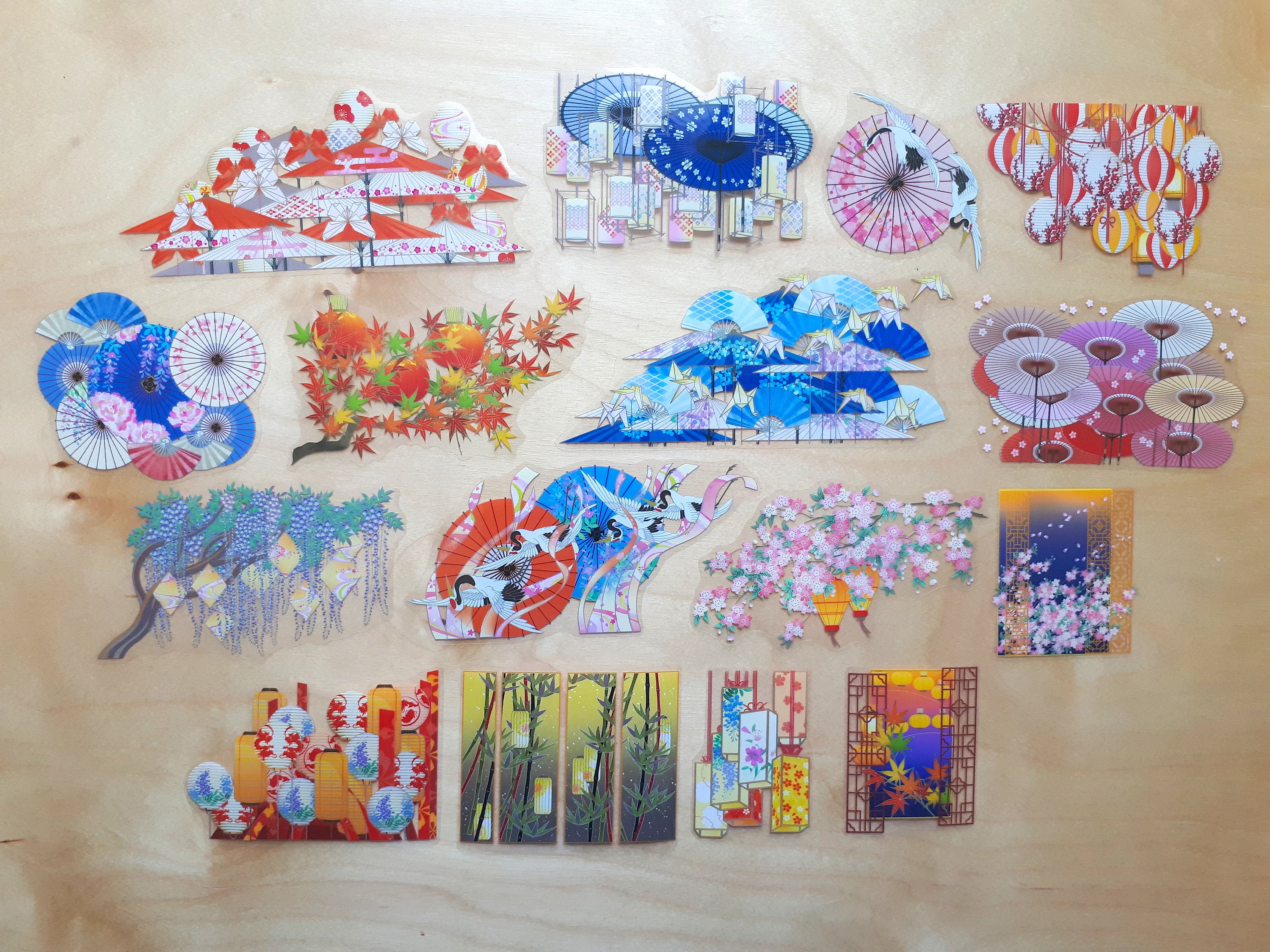 Colourful Parasol Stickers Clear Die-cut and Tape DIY Decal Deco ...