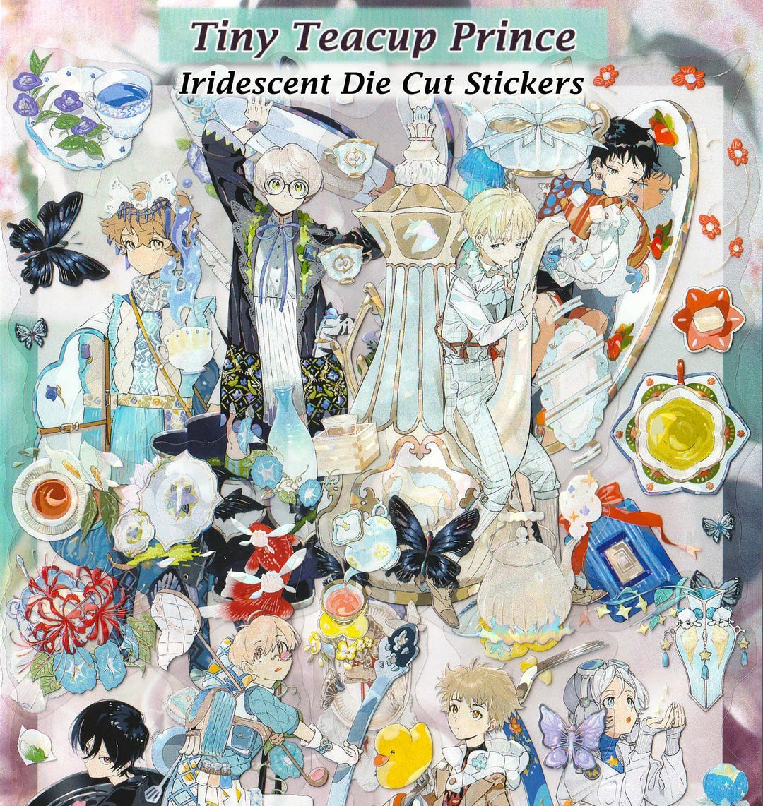 Teacup Prince Stickers: Crystal Clear Die-cut Stickers Fairy Cute Boy ...