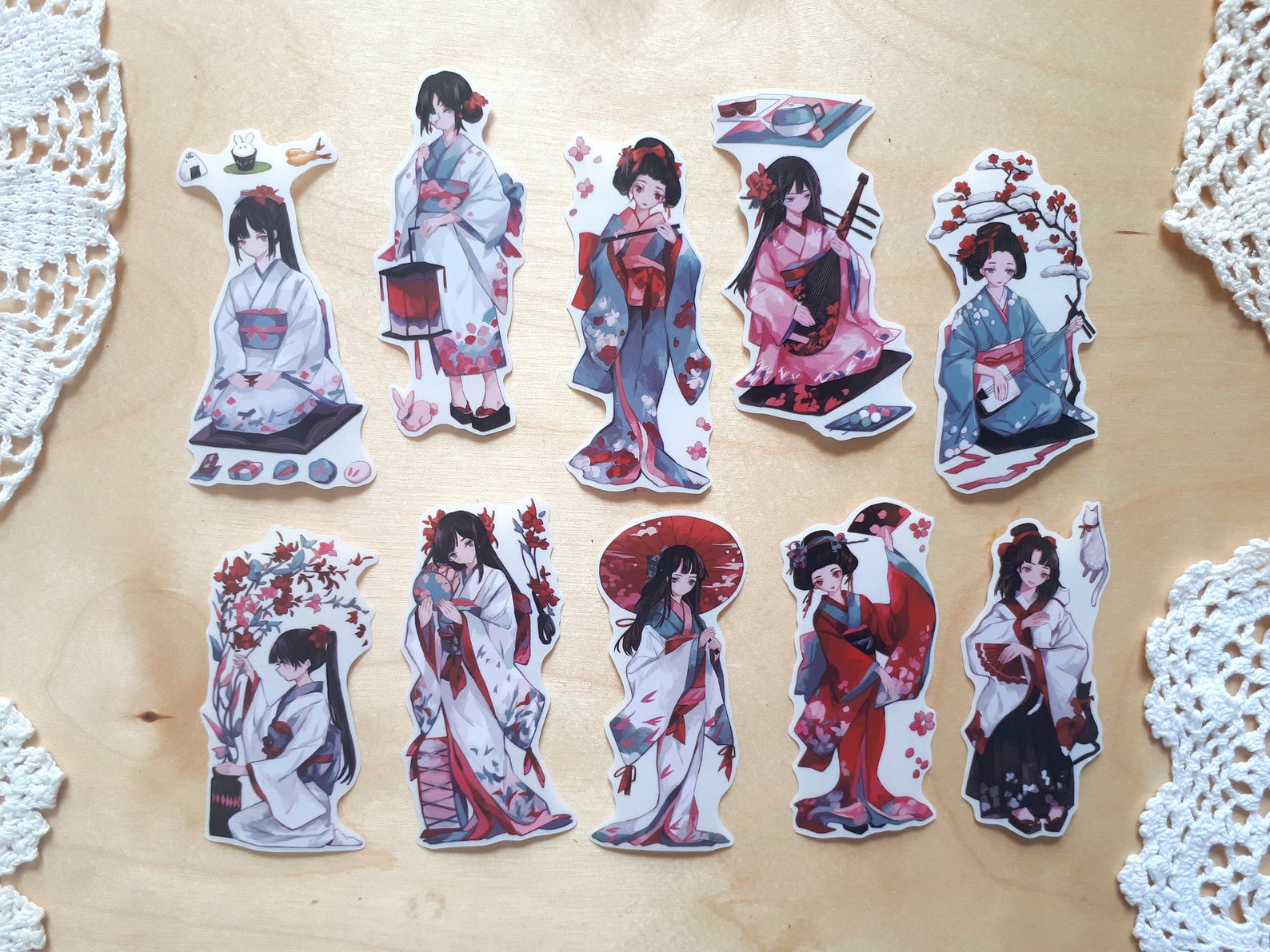 Geisha Stickers Crystal Clear Die-cut DIY Decal Deco Scrapbook Journal ...