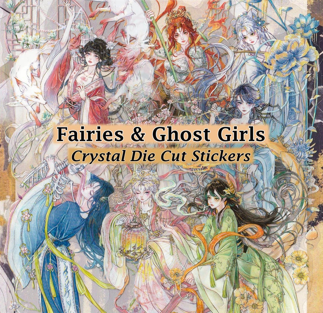 Ghosts & Fairy Girls 2 Stickers Crystal Clear Iridescent Die-cut DIY ...