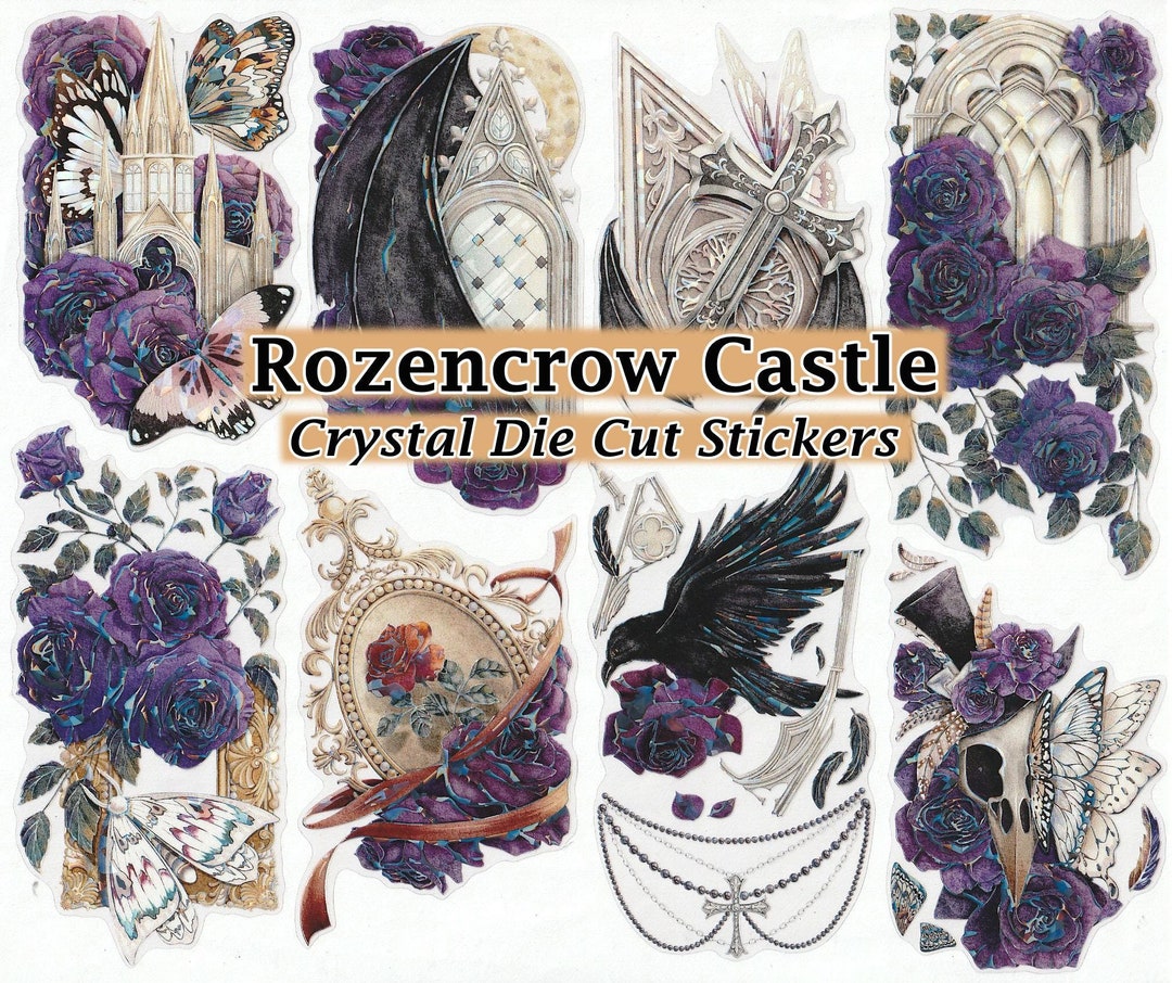 Gothic Rose Castle Stickers Crystal Iridescent Detail Die-cut DIY Decal ...