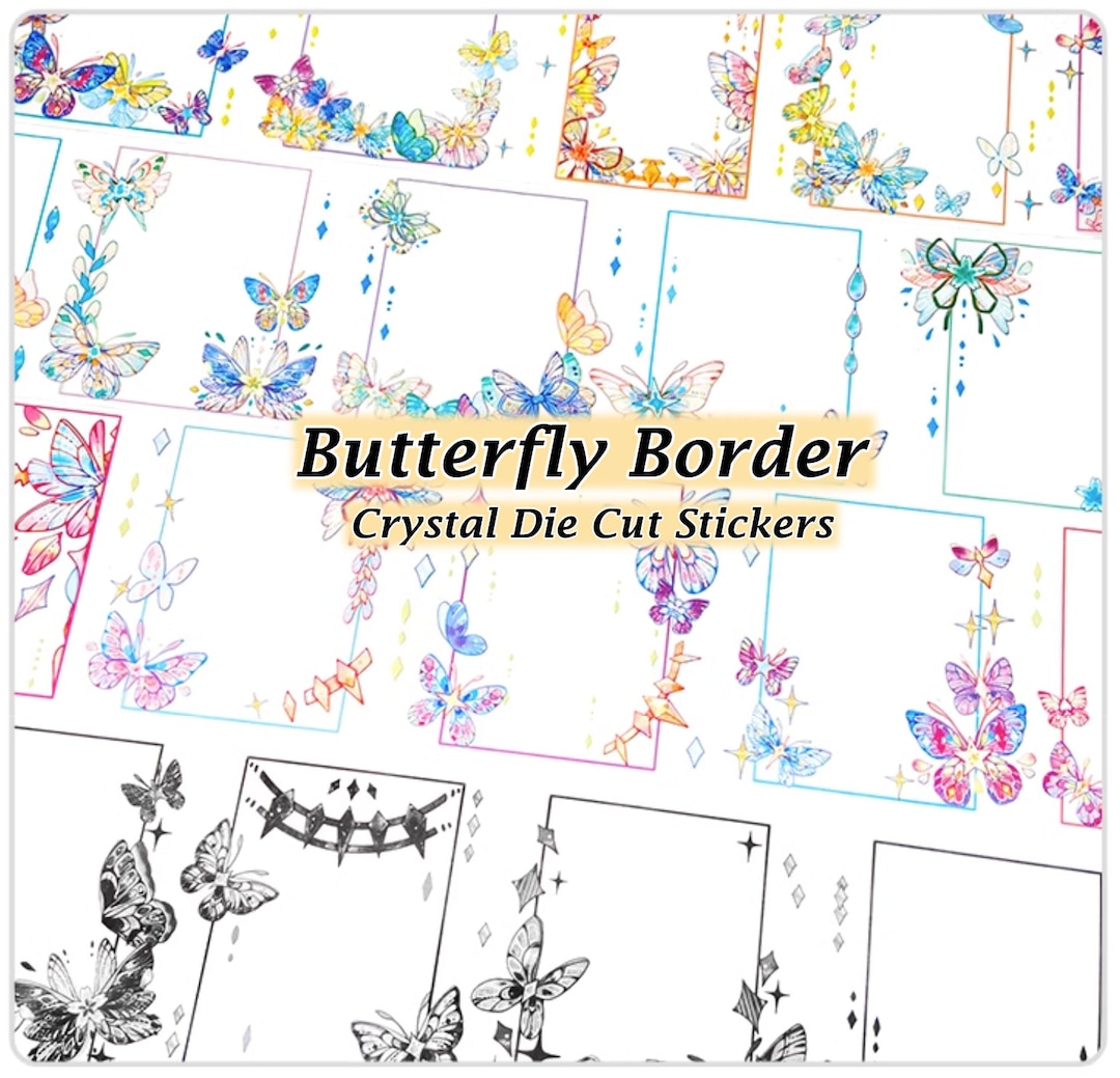 Butterfly Border Stickers Crystal Clear Die-cut DIY Decal Deco ...