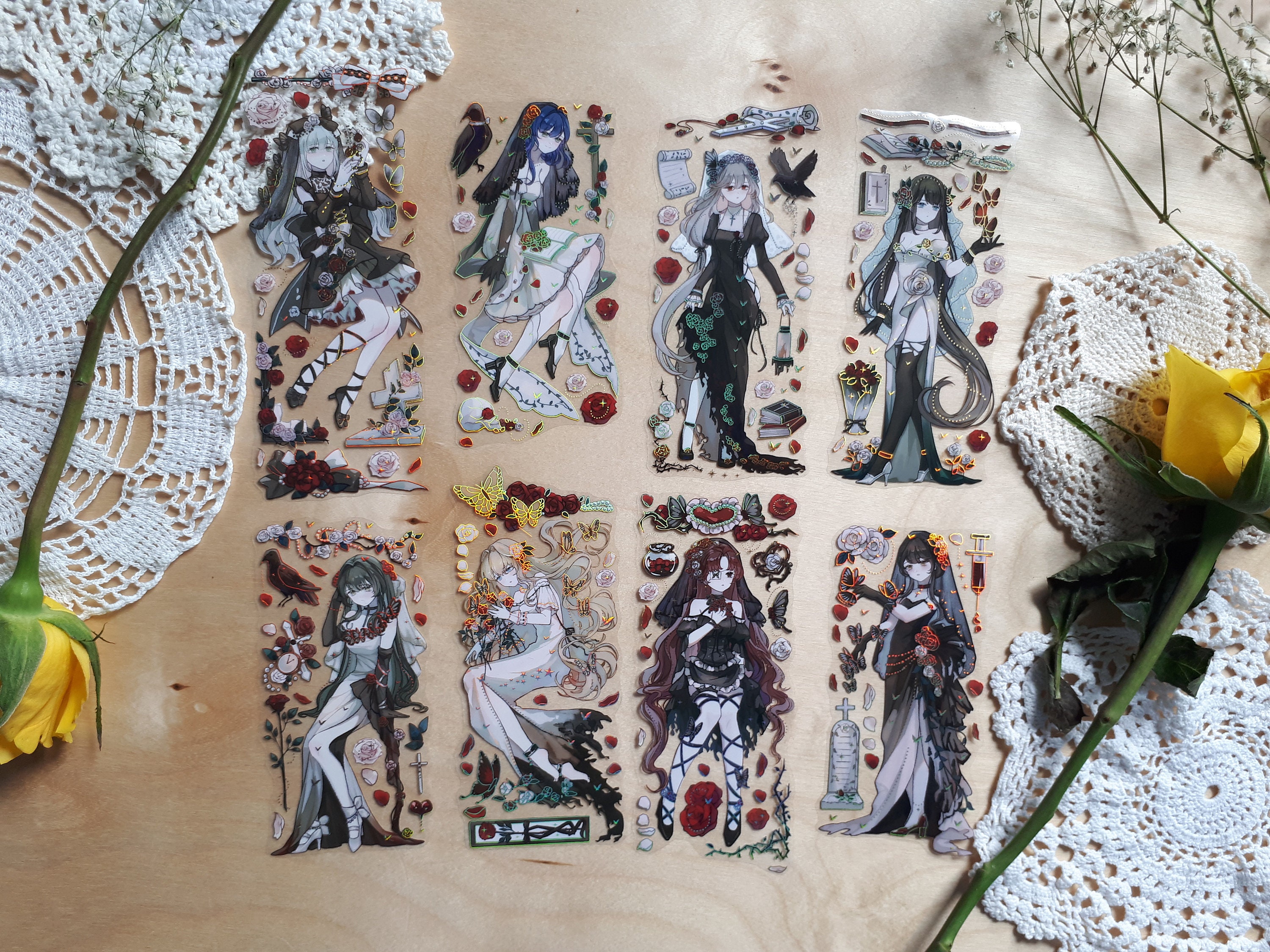 Gothic Girls Stickers Clear Die-cut Gold Detail DIY Decal Deco ...