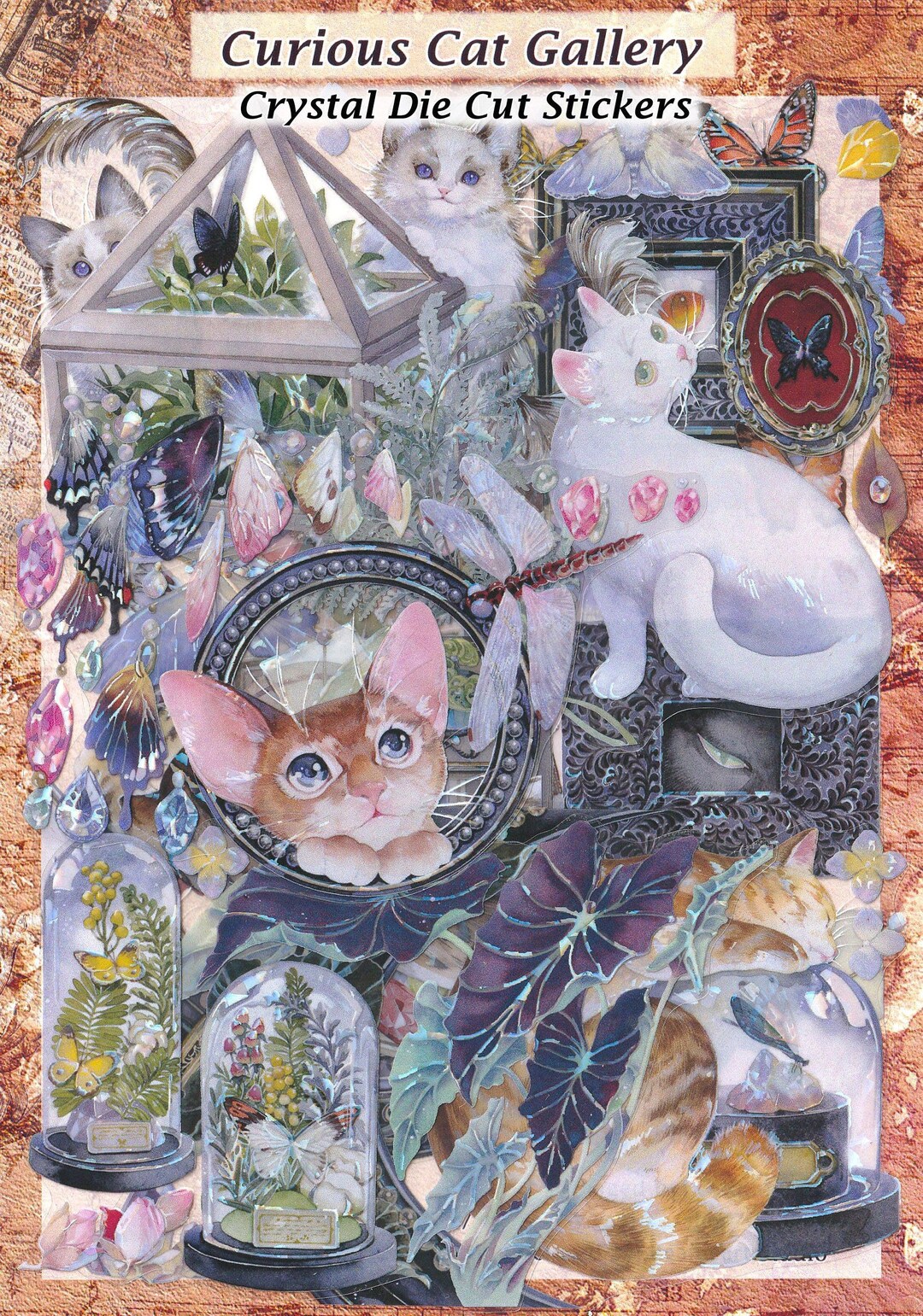 Cat Museum Stickers Clear Die-cut DIY Decal Deco Scrapbook Journal Cute ...