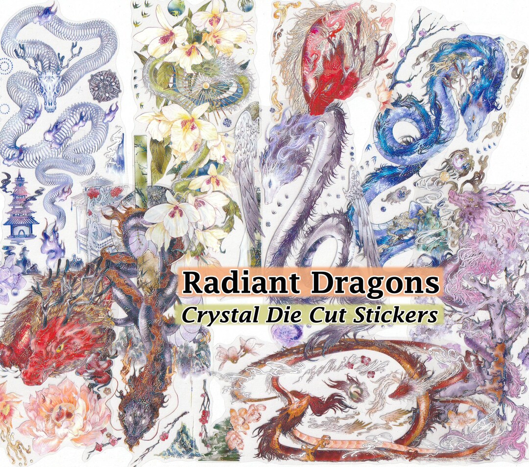 Chinese Dragon Stickers Silver Foil Clear Die-cut Detail DIY Decal Deco ...