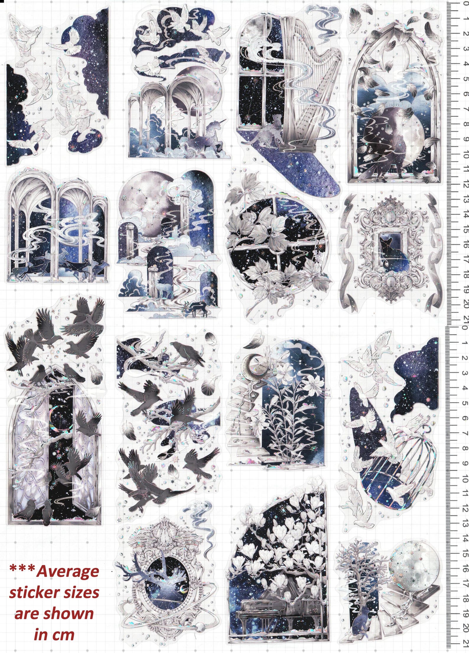 Silver Snow Kingdom Stickers Crystal Clear Ice Anime Snowflake Die-cut ...