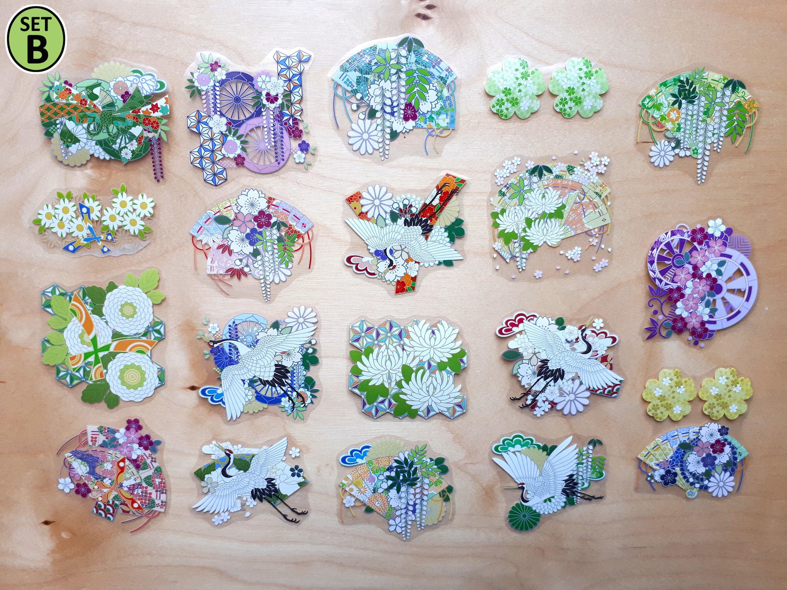 Flowers Cranes Stickers Clear Die-cut and Tape DIY Decal Deco - Etsy