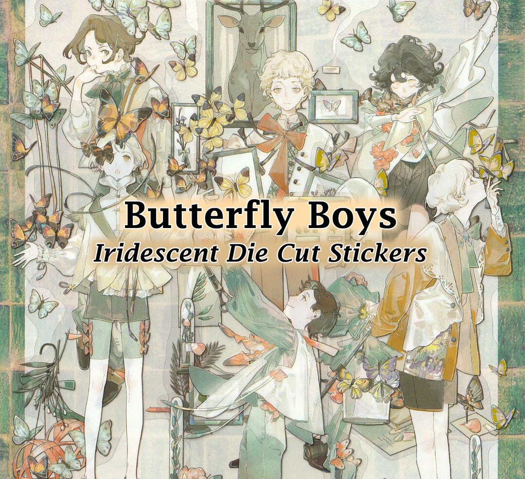 Boys & Butterflies Stickers Clear Die-cut DIY Decal Deco Scrapbook ...