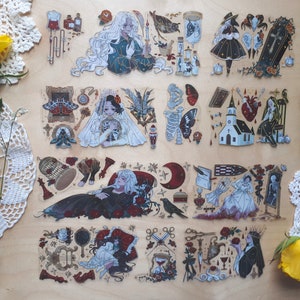 Dark Occult Stickers Clear Die-cut Gold Detail DIY Decal Deco Scrapbook ...