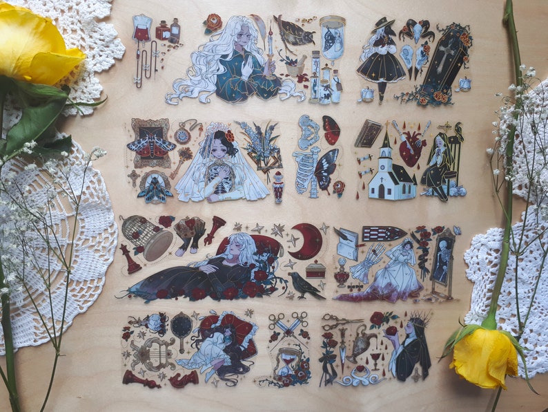Dark Fairytale Stickers Clear Die-cut Silver Detail DIY Decal Deco ...