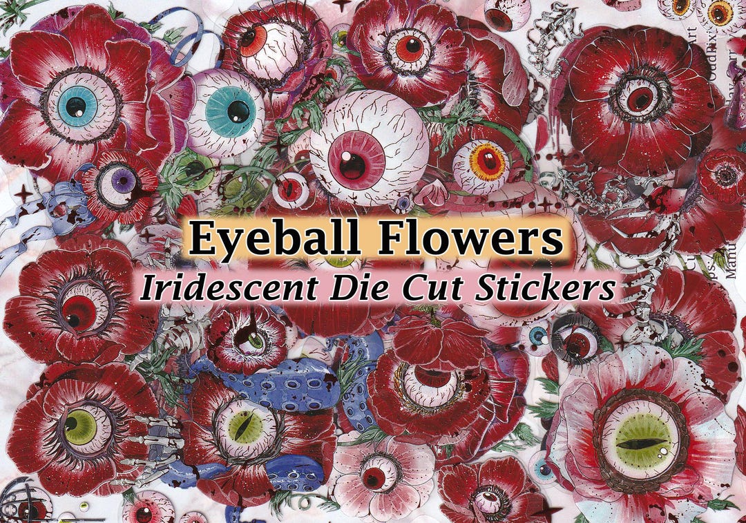 Eyeball Flowers Stickers Clear Die-cut Detail DIY Decal Deco Scrapbook ...