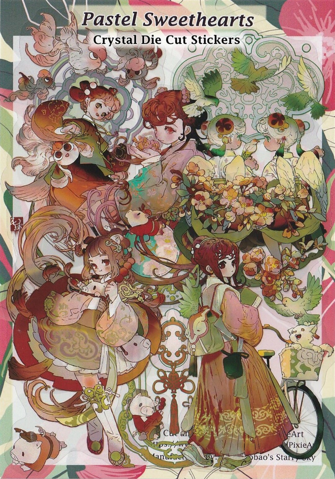 Pastel Sweetheart Stickers Anime Girls Crystal Clear Die-cut & Tape DIY ...