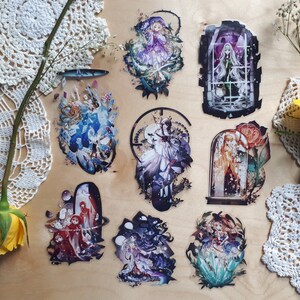 Dark Occult Stickers Clear Die-cut Gold Detail DIY Decal Deco Scrapbook ...