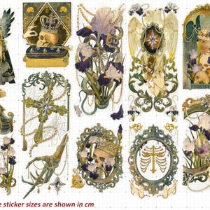 Dark Occult Stickers Clear Die-cut Gold Detail DIY Decal Deco Scrapbook ...
