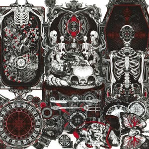 Dark Occult Stickers Clear Die-cut Gold Detail DIY Decal Deco Scrapbook ...