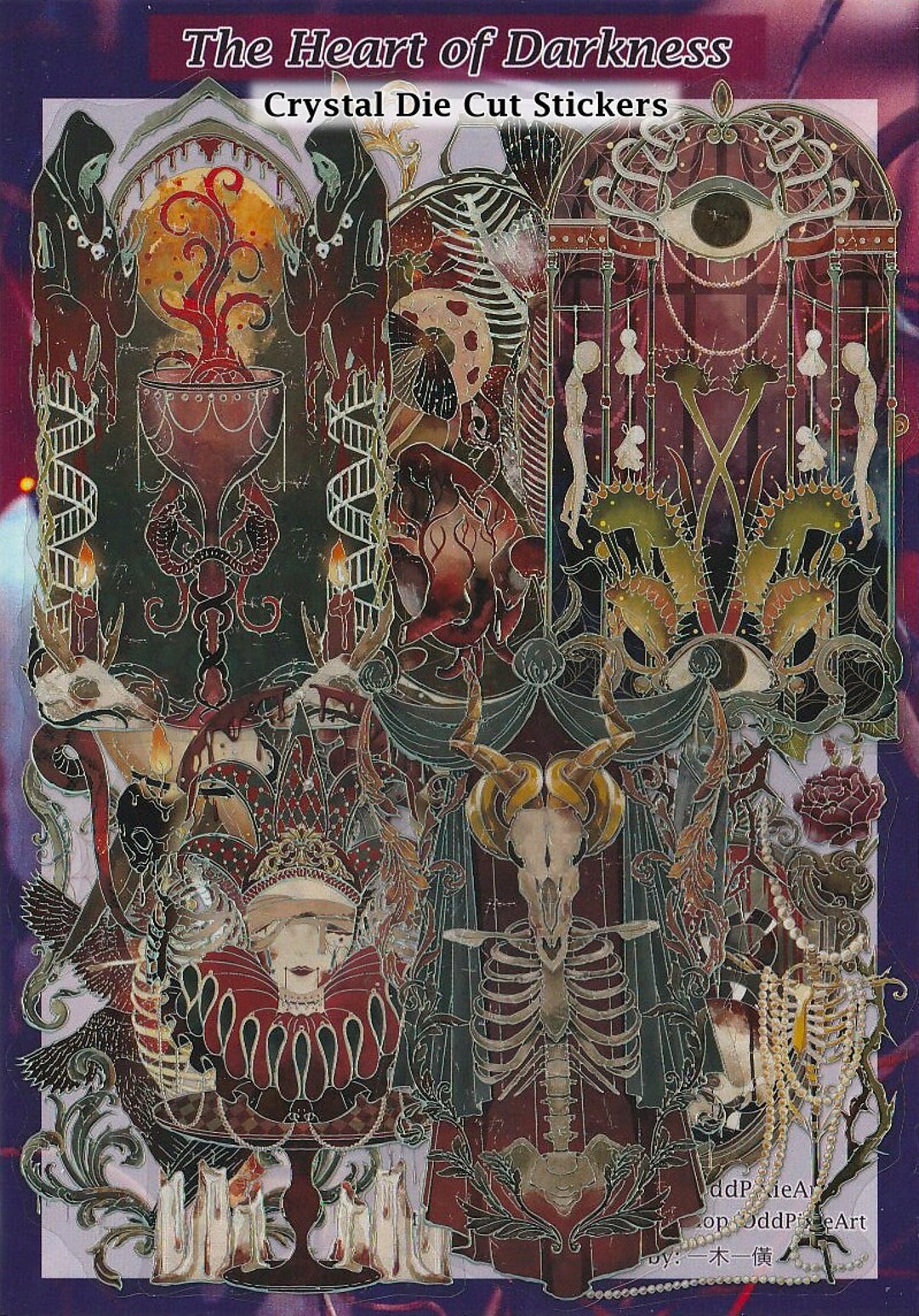 Dark Occult Stickers Clear Die-cut Gold Detail DIY Decal Deco Scrapbook ...