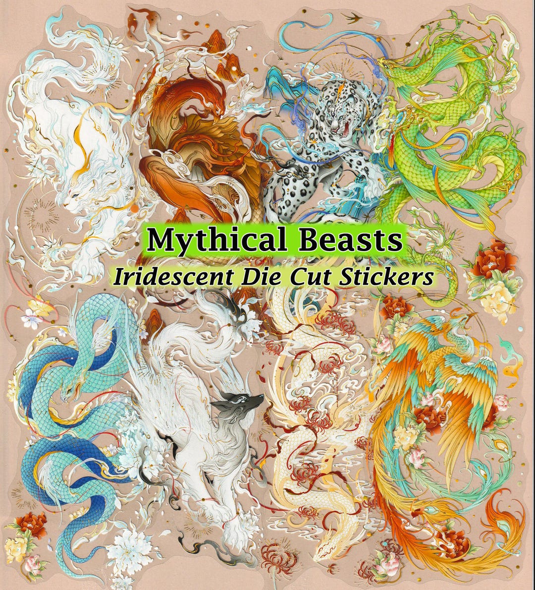 Mythical Beasts Stickers Gold Foil Clear Die-cut DIY Decal Deco ...
