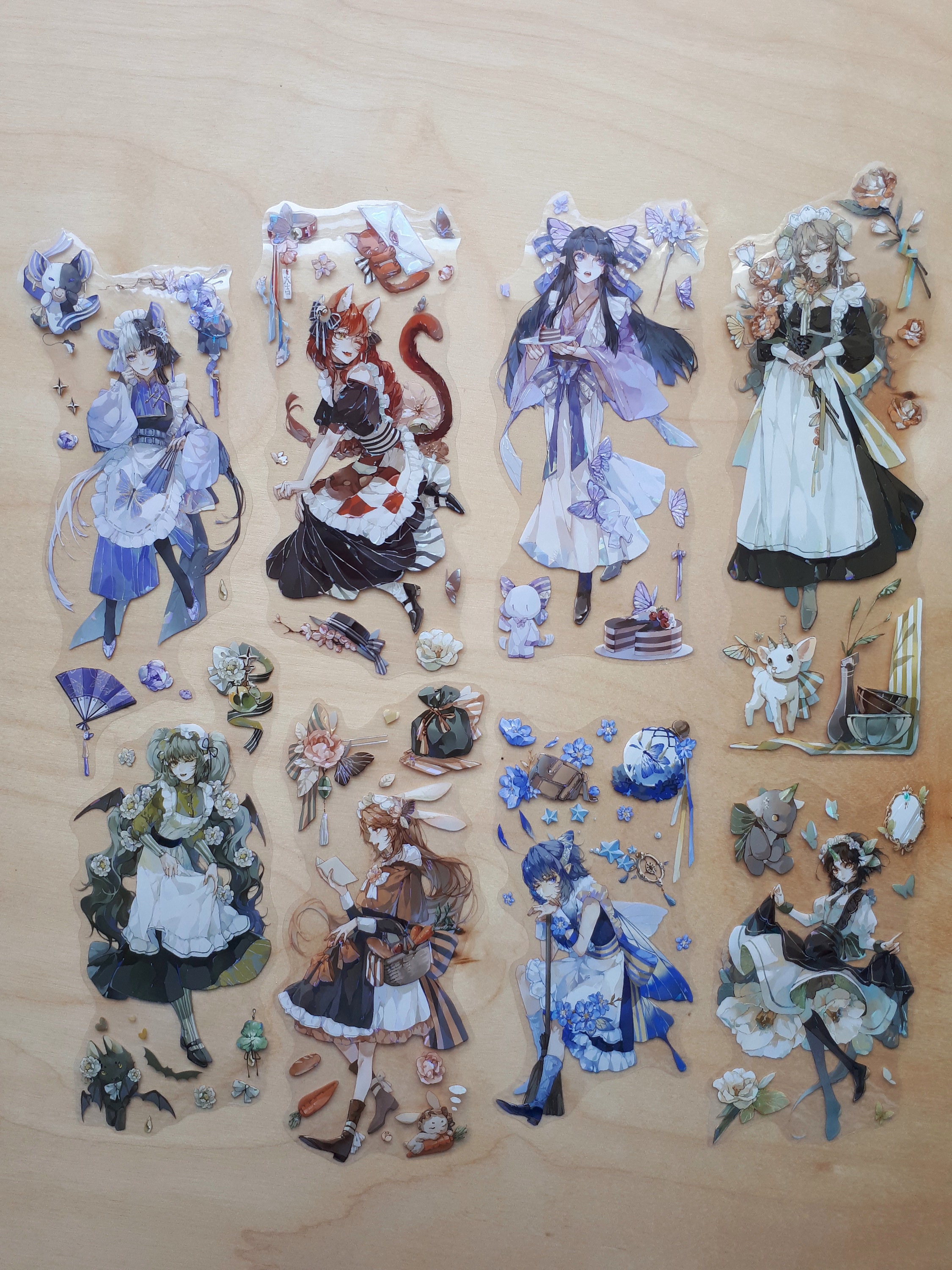 Fantasy Maids Stickers Crystal Clear Iridescent Die-cut DIY Decal Deco ...