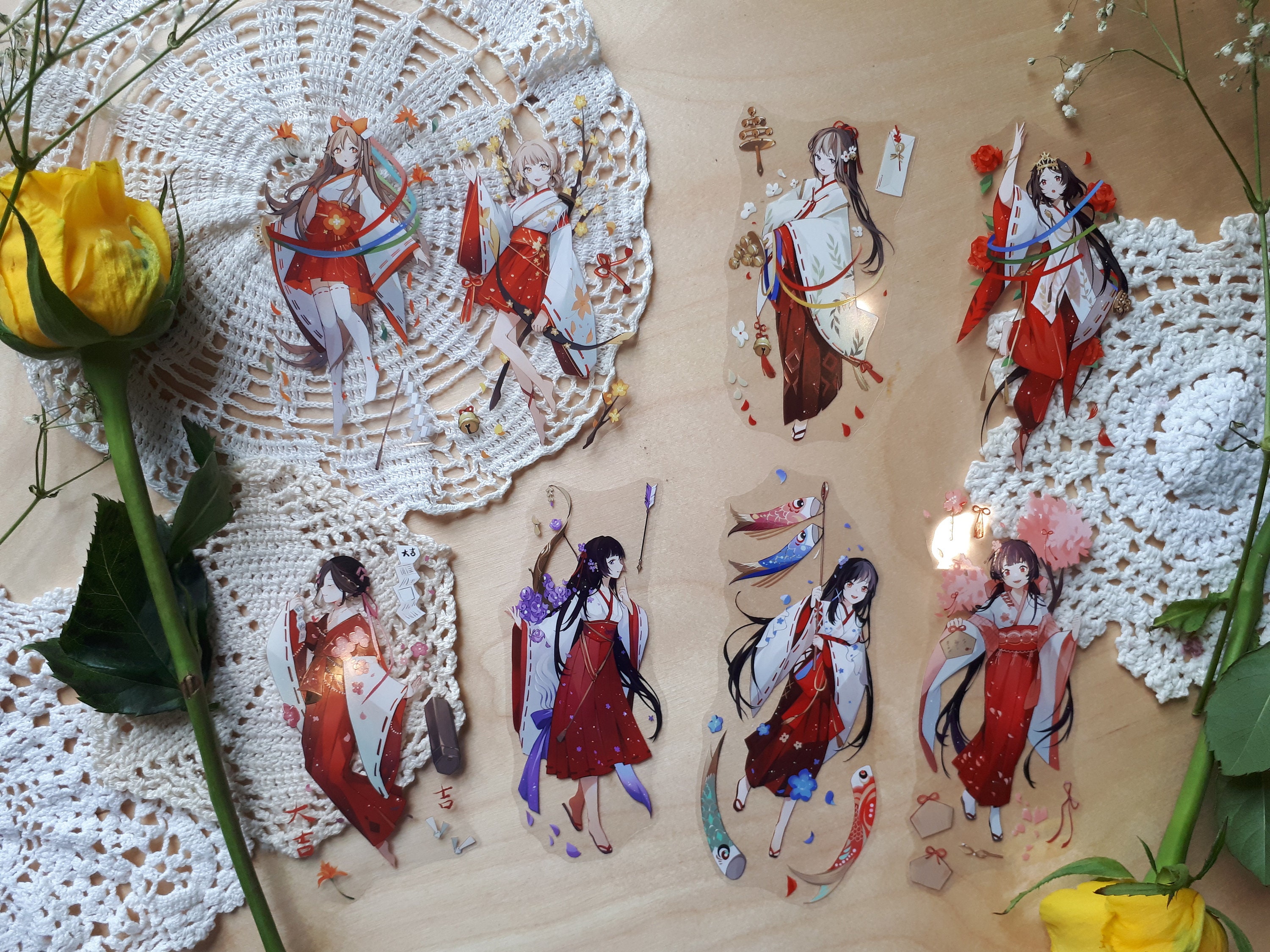 Priestess Miko Stickers Anime Crystal Clear Die-cut DIY Decal Deco ...