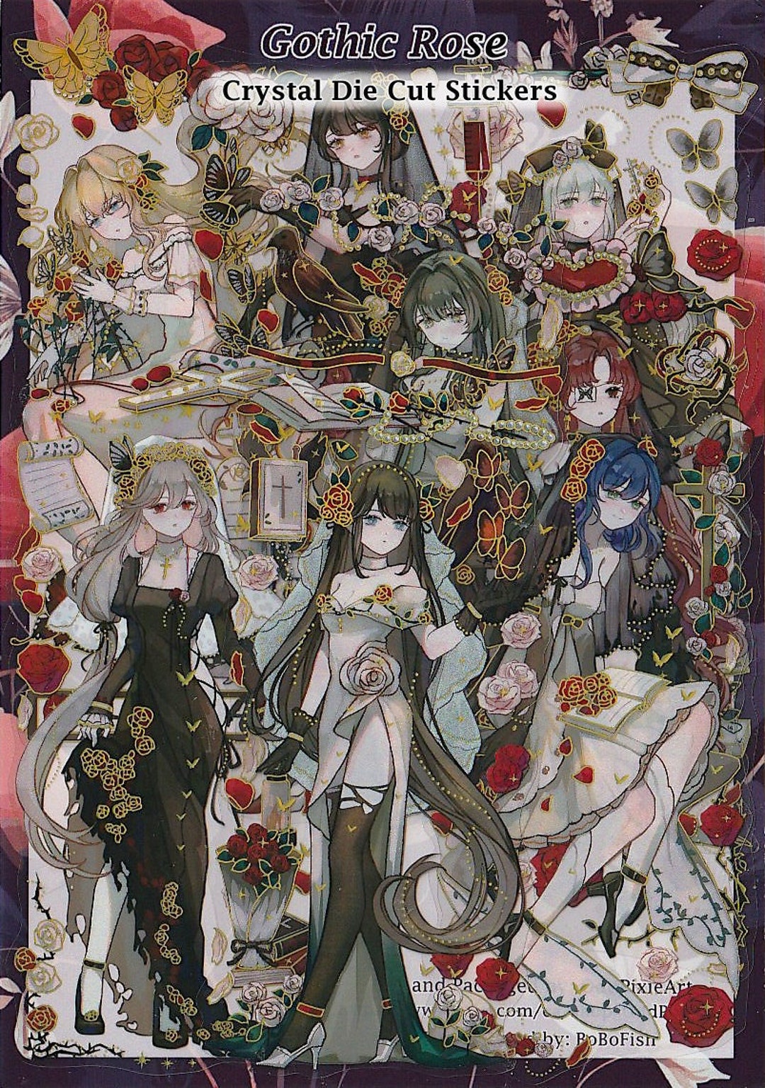 Gothic Girls Stickers Clear Die-cut Gold Detail DIY Decal Deco ...