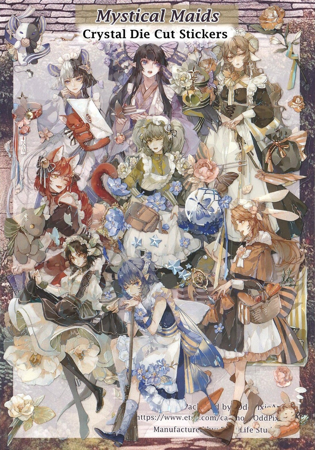 Fantasy Maids Stickers Crystal Clear Iridescent Die-cut DIY Decal Deco ...