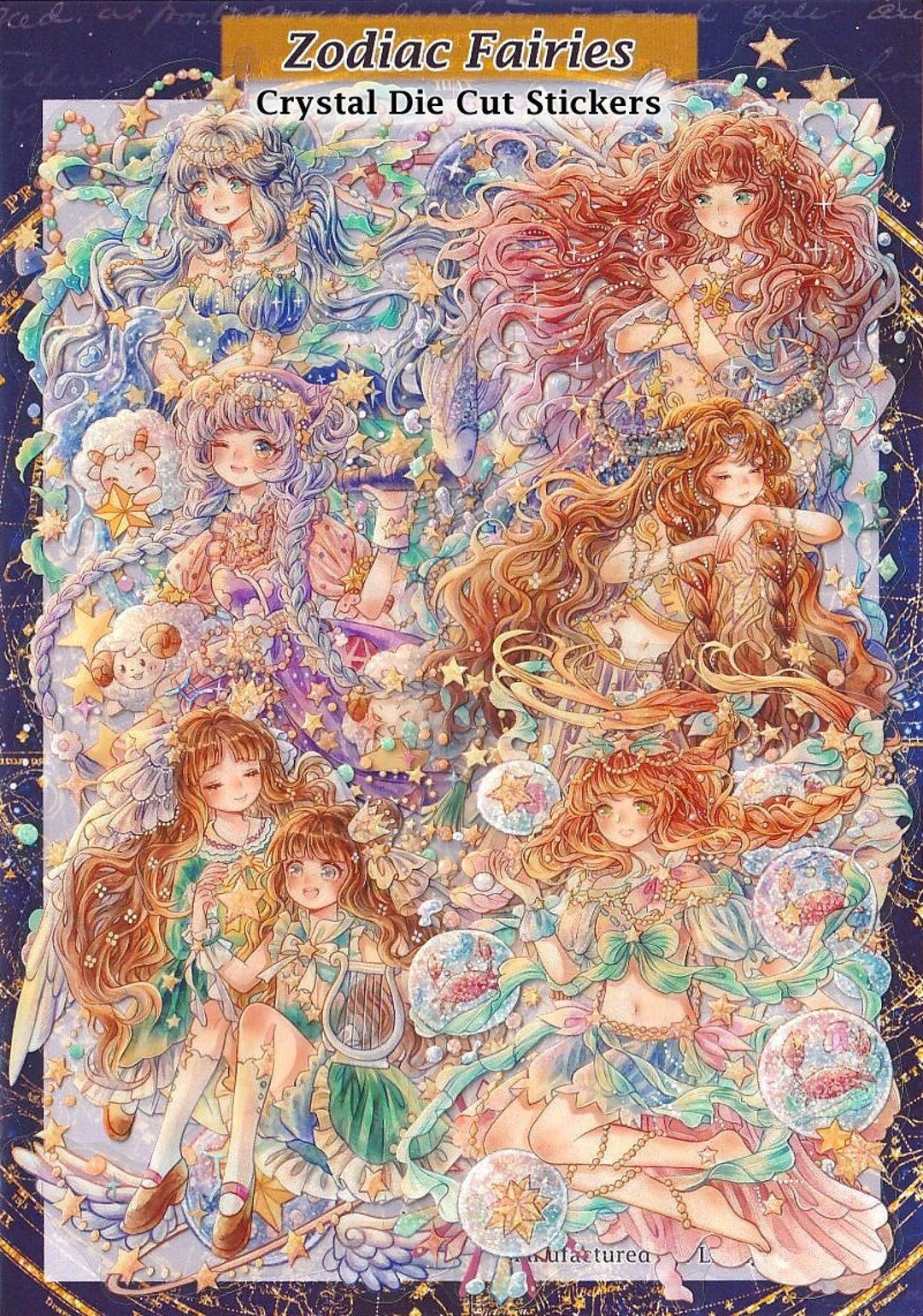 12 Zodiac Fairies Stickers Crystal Clear Iridescent Die-cut DIY Decal ...