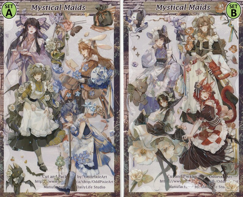 Fantasy Maids Stickers Crystal Clear Iridescent Die-cut DIY Decal Deco ...