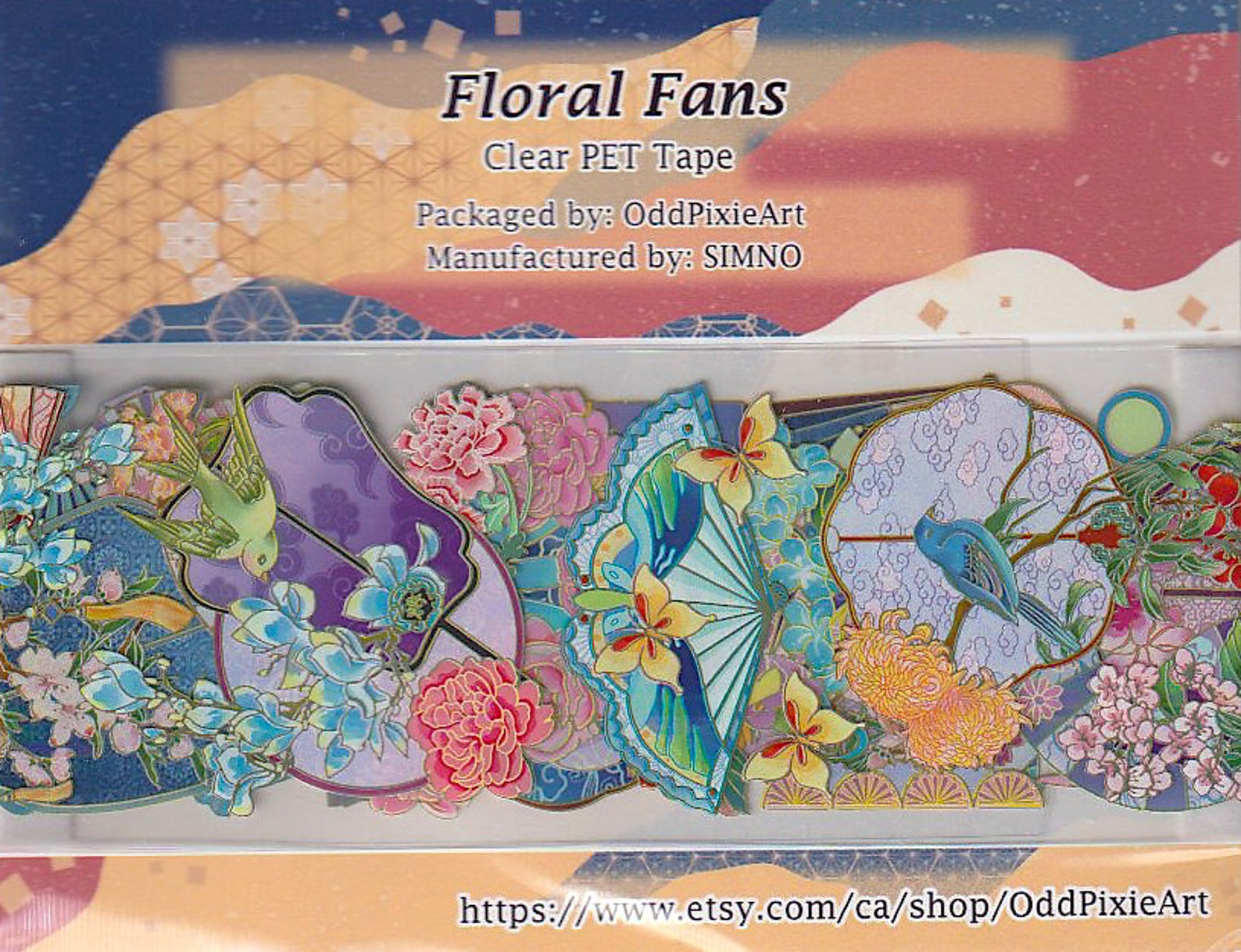 Flower Fans Sticker Tape PET Gold Detail DIY Decal Deco Scrapbook ...