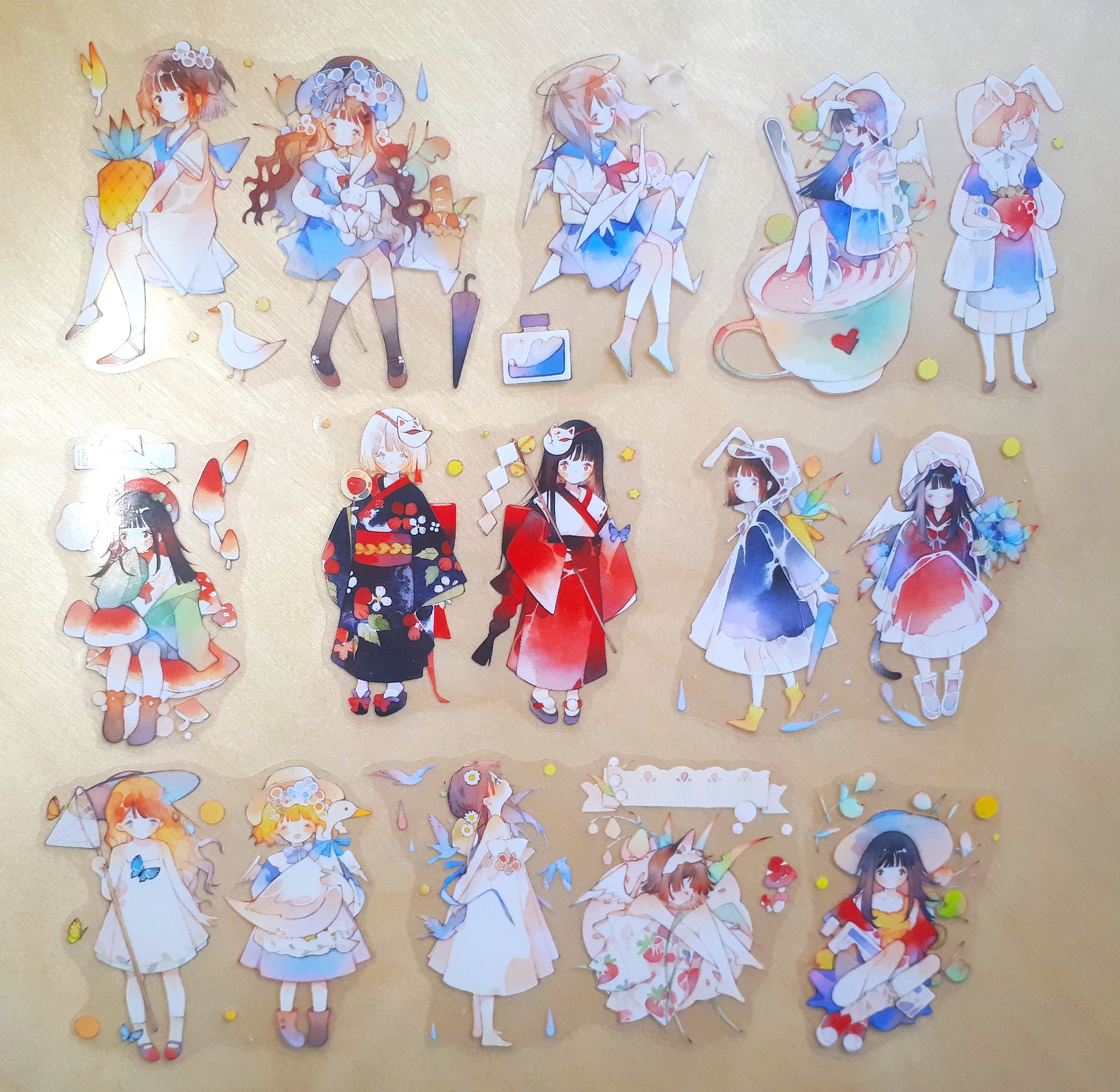 Cute Pastel Girls Stickers Crystal Clear Die-cut DIY Decal Deco ...
