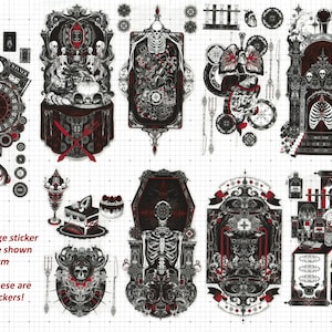 Dark Occult Stickers Clear Die-cut Gold Detail DIY Decal Deco Scrapbook ...