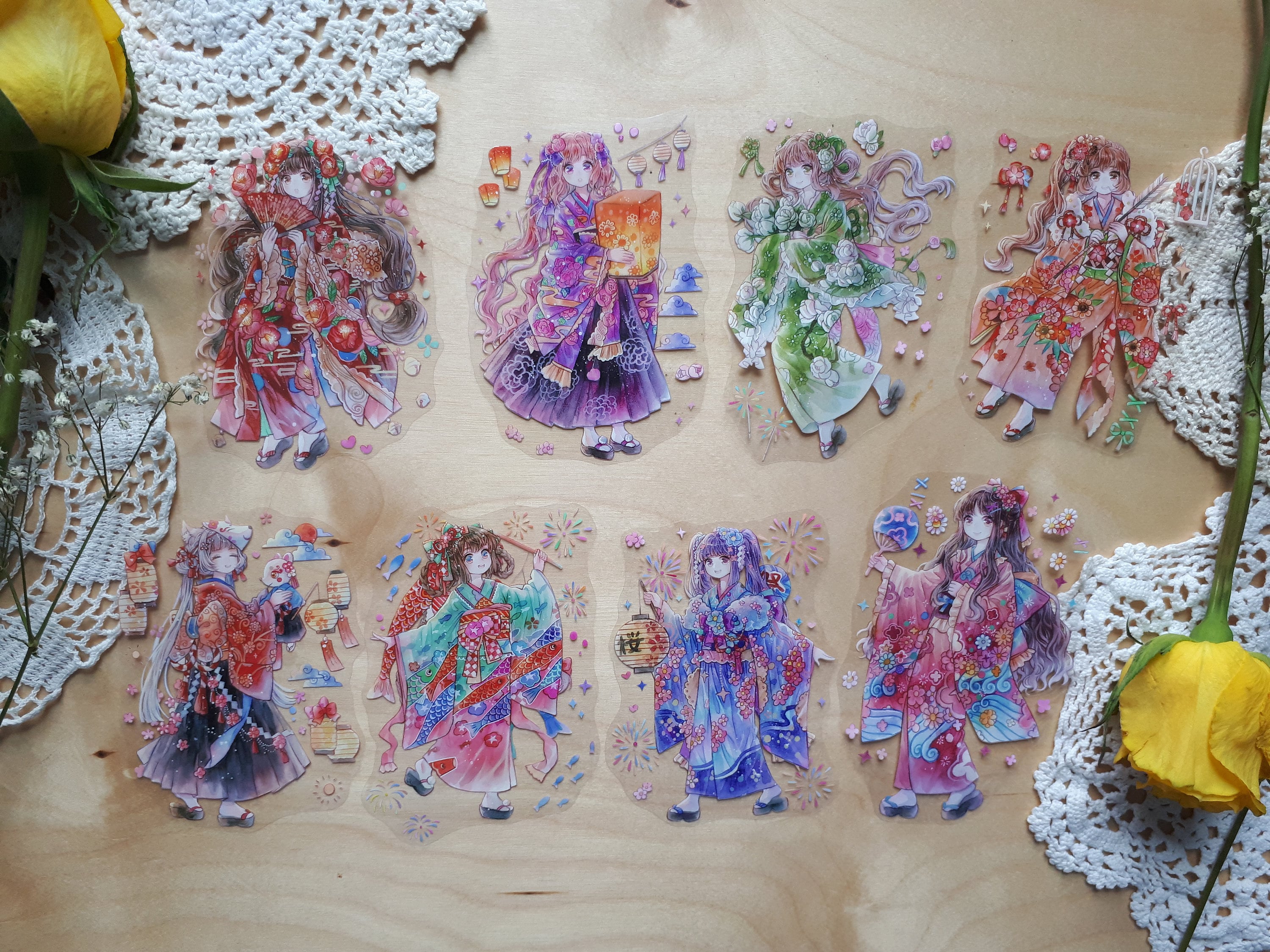 Colourful Parasol Stickers Clear Die-cut and Tape DIY Decal Deco ...