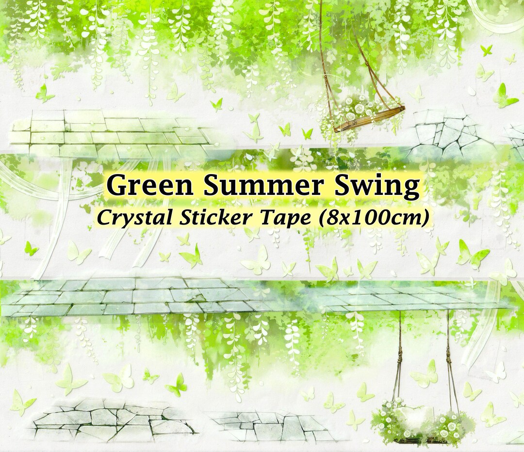 Green Summer Swing Sticker Tape Crystal Clear DIY Decal Deco Scrapbook ...