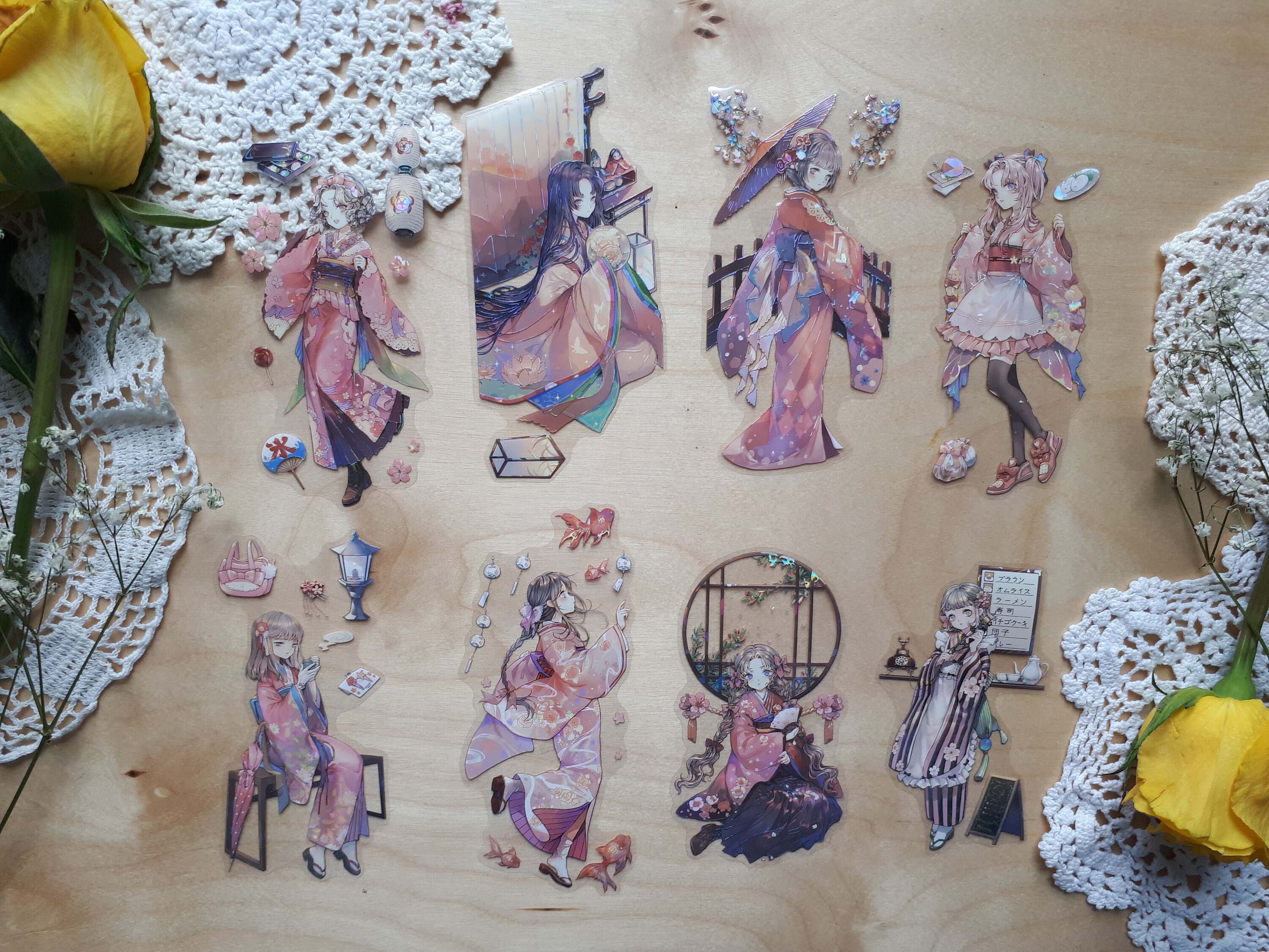 Colourful Parasol Stickers Clear Die-cut and Tape DIY Decal Deco ...