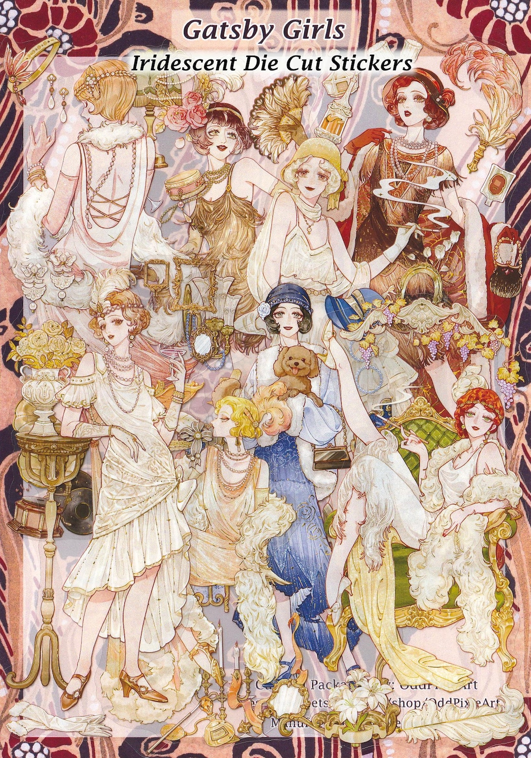 Flapper Girls Gatsby Stickers Crystal Clear Die-cut Iridescent DIY ...