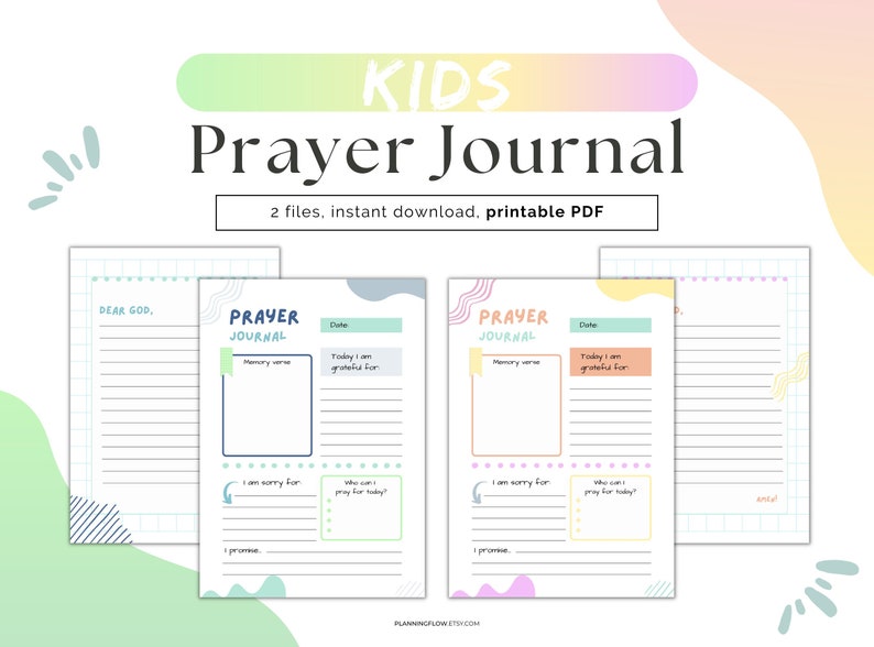 Kids Prayer Journal Printable | Christian Bible Lessons (digital ...